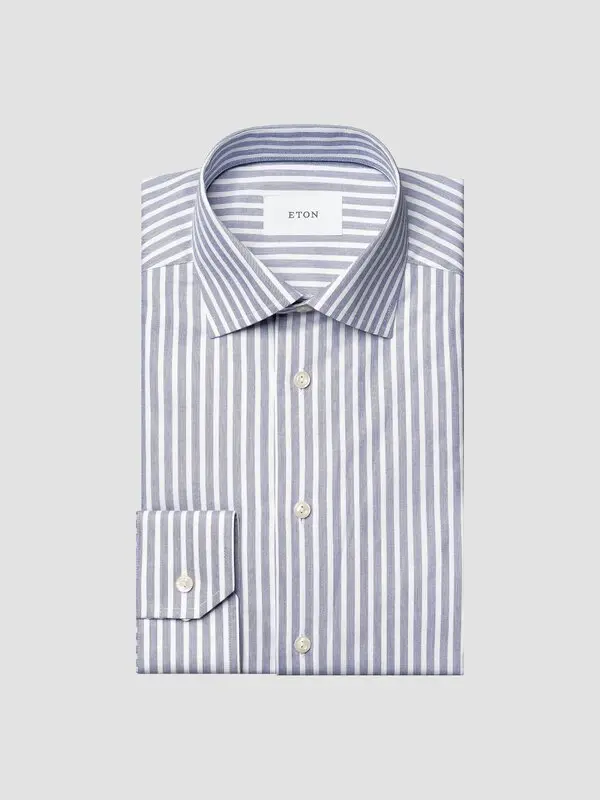 Eton Slim-fit Striped Twill Shirt - Blue