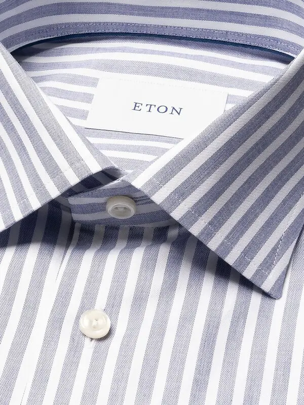 Eton Slim-fit Striped Twill Shirt - Blue