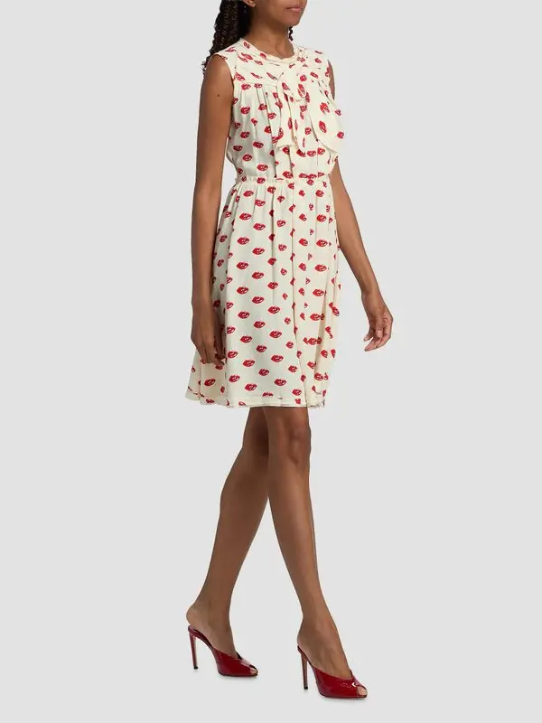 Marc Jacobs Lips Pleated Midi-dress
