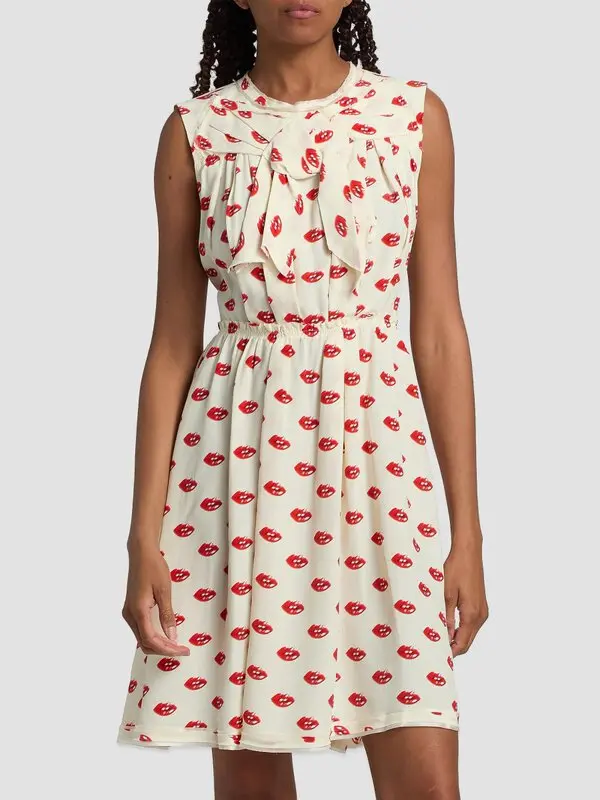 Marc Jacobs Lips Pleated Midi-dress