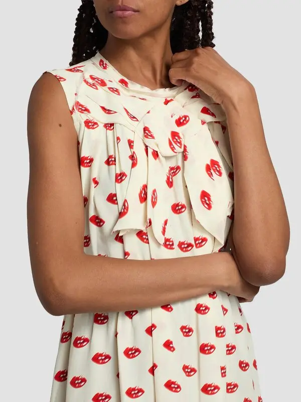 Marc Jacobs Lips Pleated Midi-dress