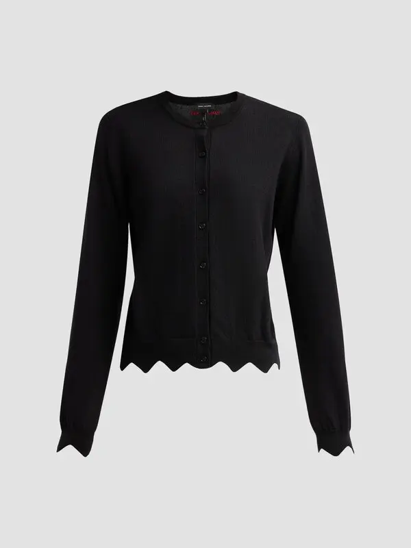Marc Jacobs Daisy Scalloped Merino Wool-blend Cardigan