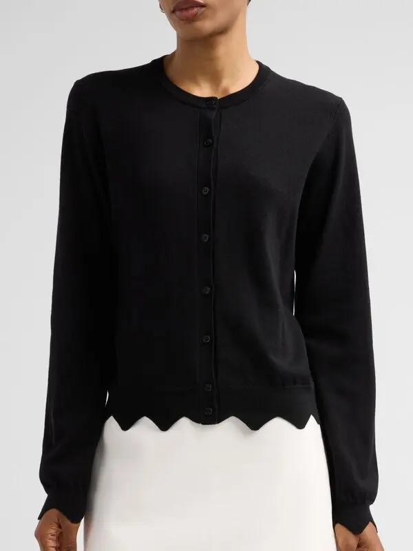 Marc Jacobs Daisy Scalloped Merino Wool-blend Cardigan
