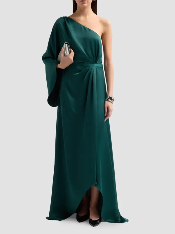 Ramy Brook Opal One-shoulder A-line Gown - Deep Emerald