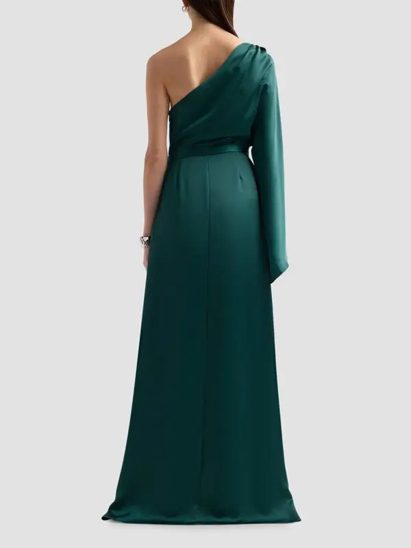 Ramy Brook Opal One-shoulder A-line Gown - Deep Emerald