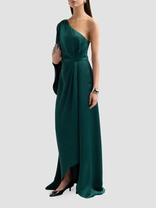 Ramy Brook Opal One-shoulder A-line Gown - Deep Emerald