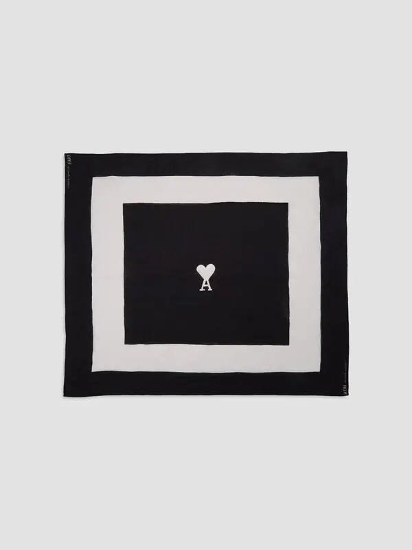 AMI Paris De Coeur Logo Printed Scarf - Noir