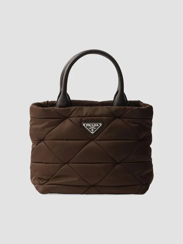 Prada Small Padded Re-nylon Tote Bag - Brown