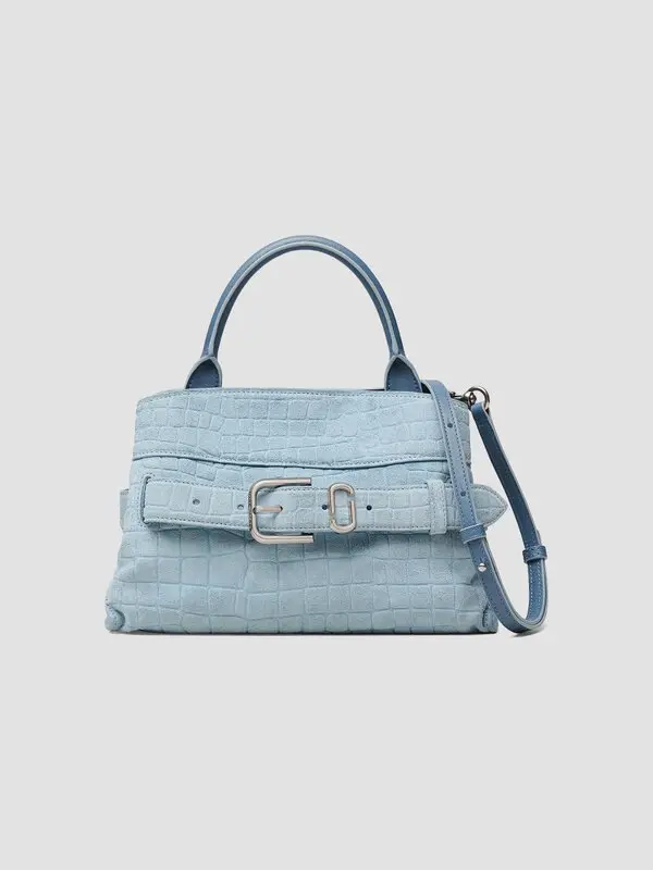 Marc Jacobs The Dakota Small Croc Suede Satchel Bag - Blue Mist