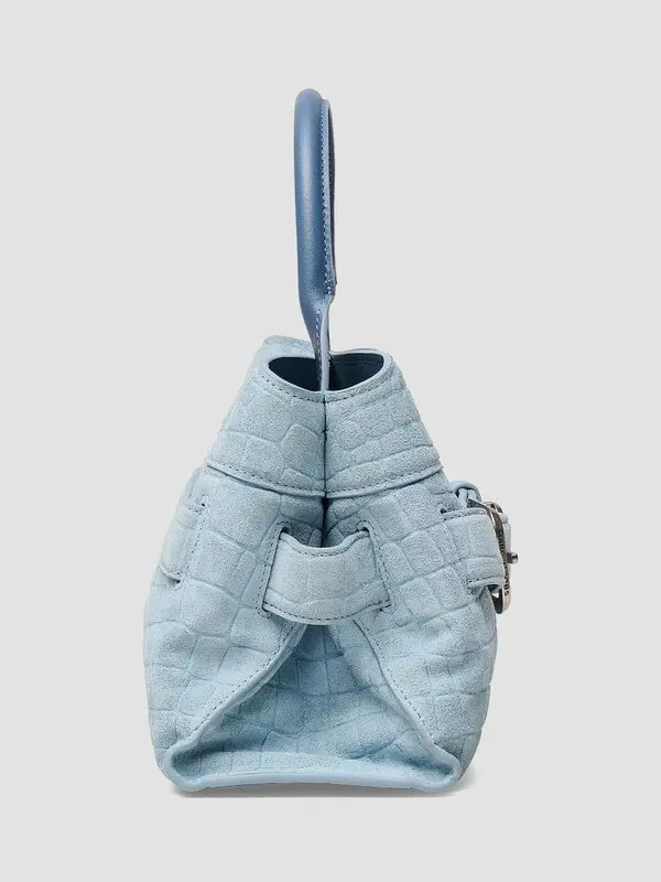 Marc Jacobs The Dakota Small Croc Suede Satchel Bag - Blue Mist