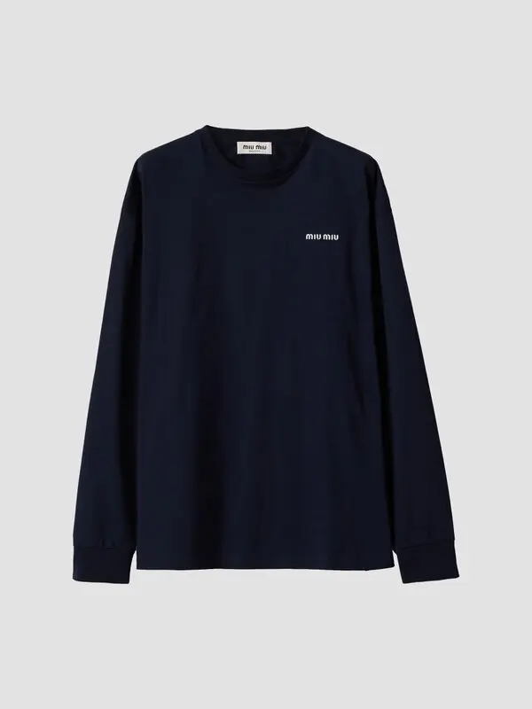 Miu Miu Long Sleeved Jersey Sweatshirt