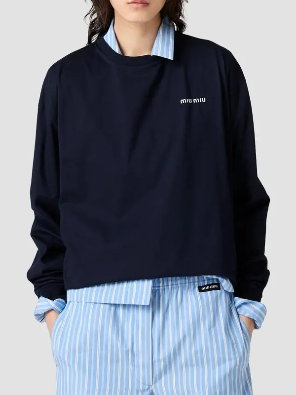 Miu Miu Long Sleeved Jersey Sweatshirt