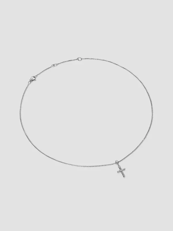 David Yurman Cable Cross Pendant Necklace In Sterling 17.5mm