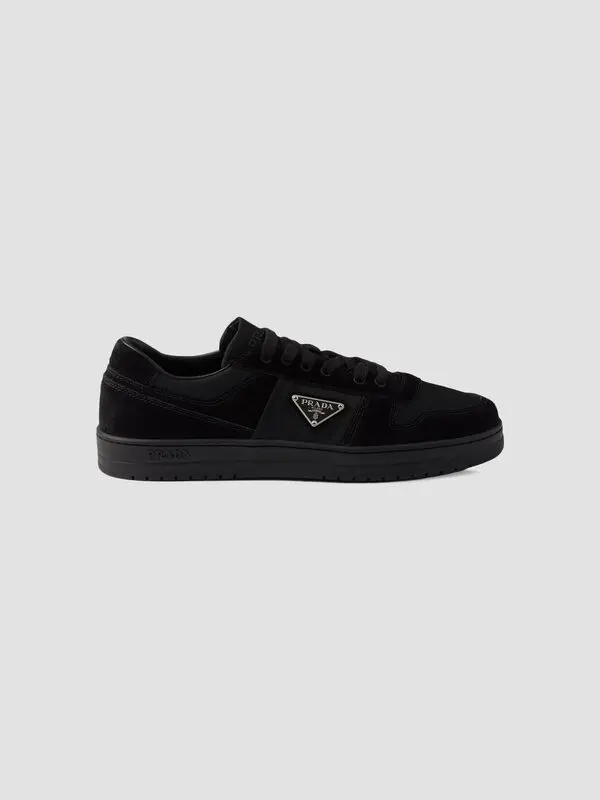 Prada Downtown Re-nylon And Suede Sneakers - Black