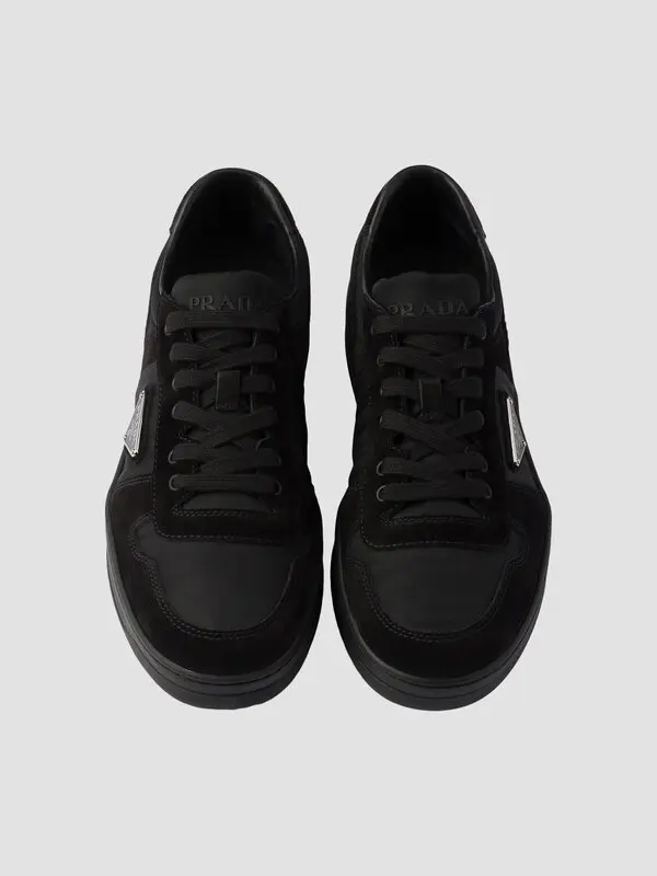 Prada Downtown Re-nylon And Suede Sneakers - Black