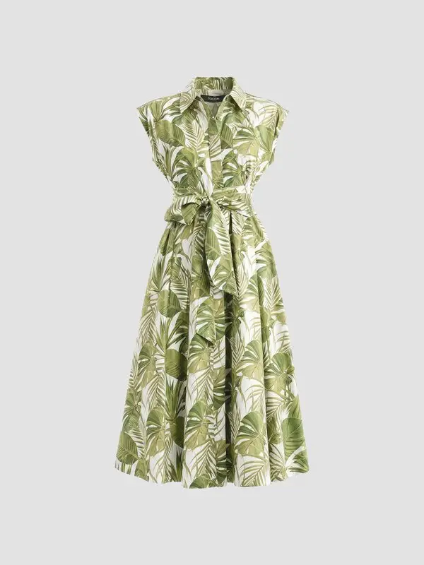 TOCCIN Serena Printed Midi Shirtdress - Repeat Palm
