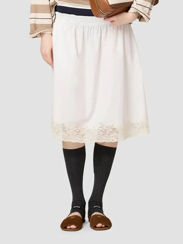 Miu Miu Poplin Skirt - White