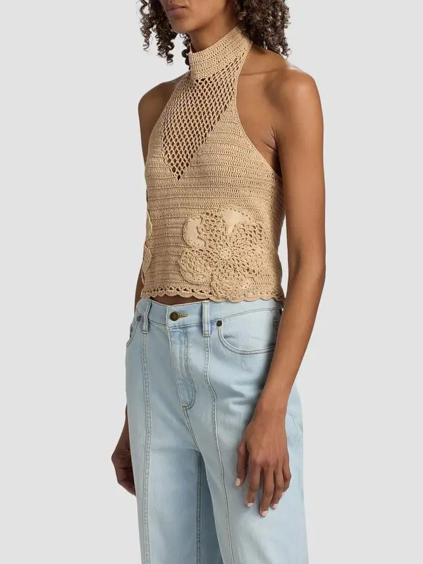 Ramy Brook Celeste Open-knit Cotton Top - Sandstone