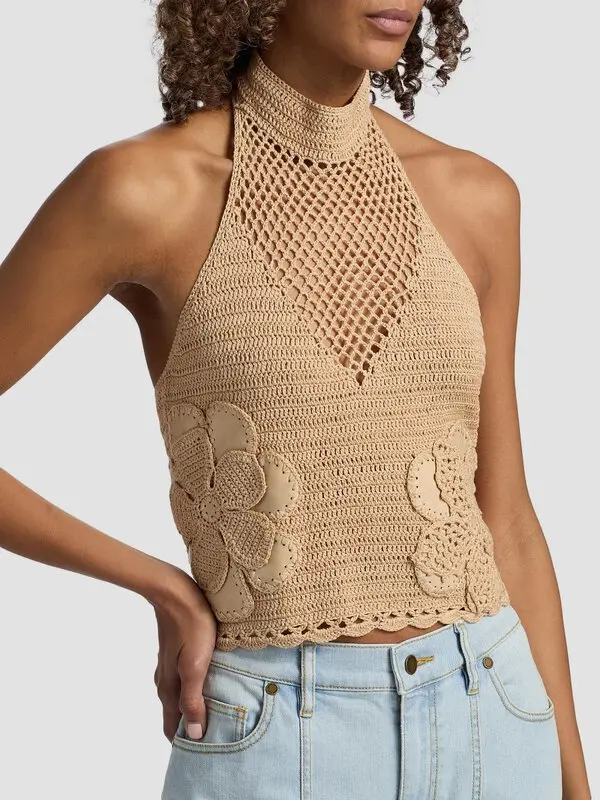 Ramy Brook Celeste Open-knit Cotton Top - Sandstone