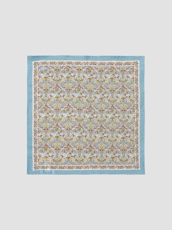 Eton Floral Silk Pocket Sqaure - Light Blue