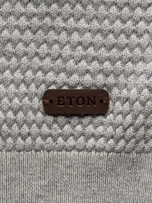 Eton Popcorn-stitch Cotton Crewneck Sweater - Grey