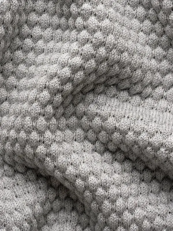 Eton Popcorn-stitch Cotton Crewneck Sweater - Grey