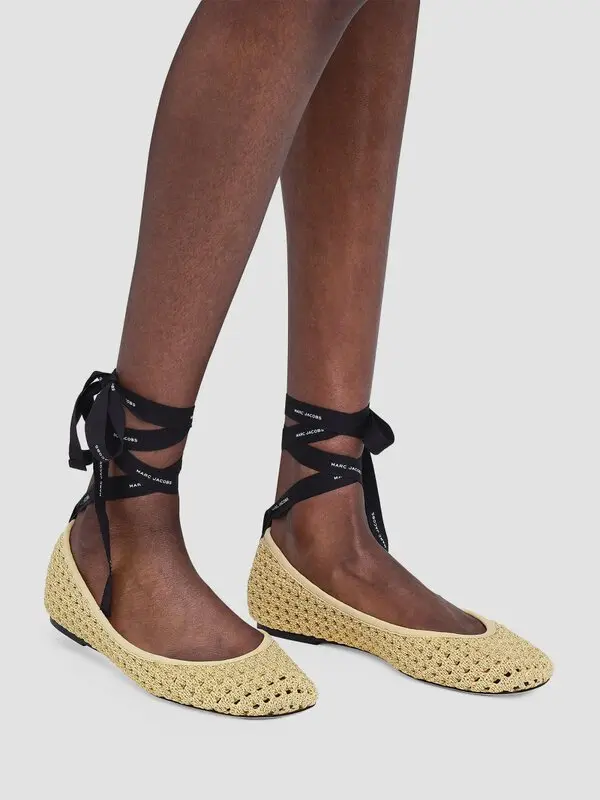 Marc Jacobs The Crochet Lace-up Ballerina Flats