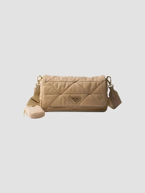 Prada Padded Re-nylon Shoulder Bag - Light Brown