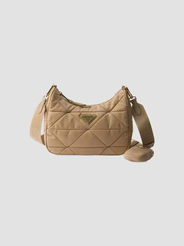 Prada Padded Re-nylon Shoulder Bag - Light Brown
