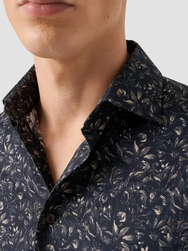 Eton Floral Slim-fit Cotton Twill Shirt - Brown