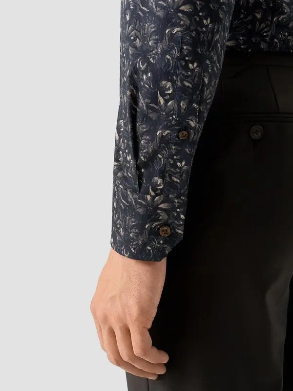 Eton Floral Slim-fit Cotton Twill Shirt - Brown