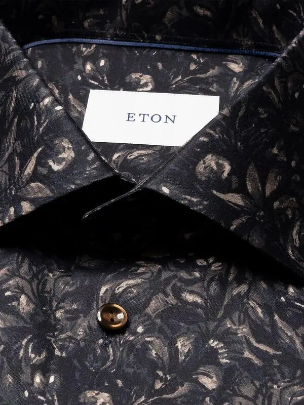 Eton Floral Slim-fit Cotton Twill Shirt - Brown