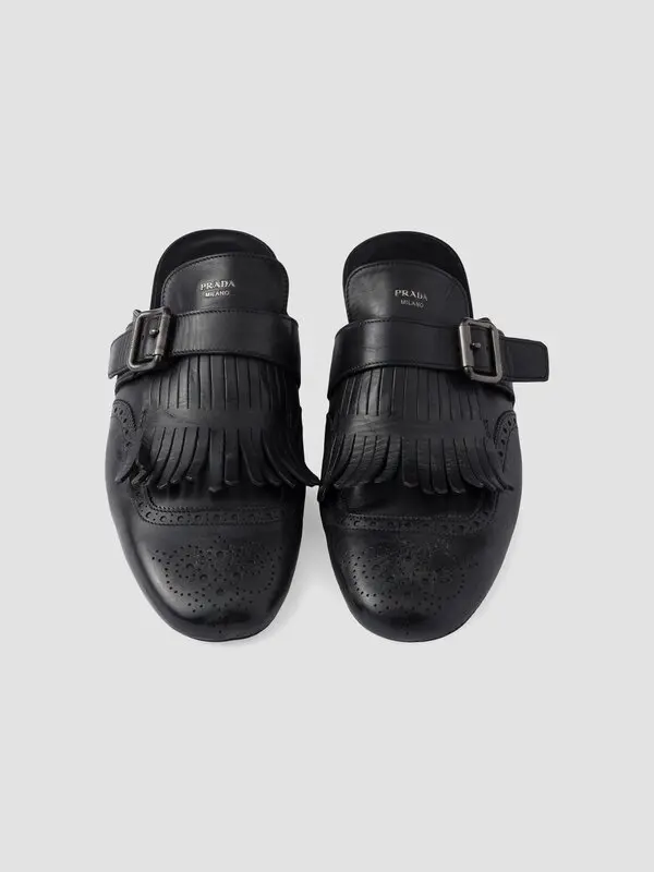 Prada Shuffle Antiqued Leather Mules