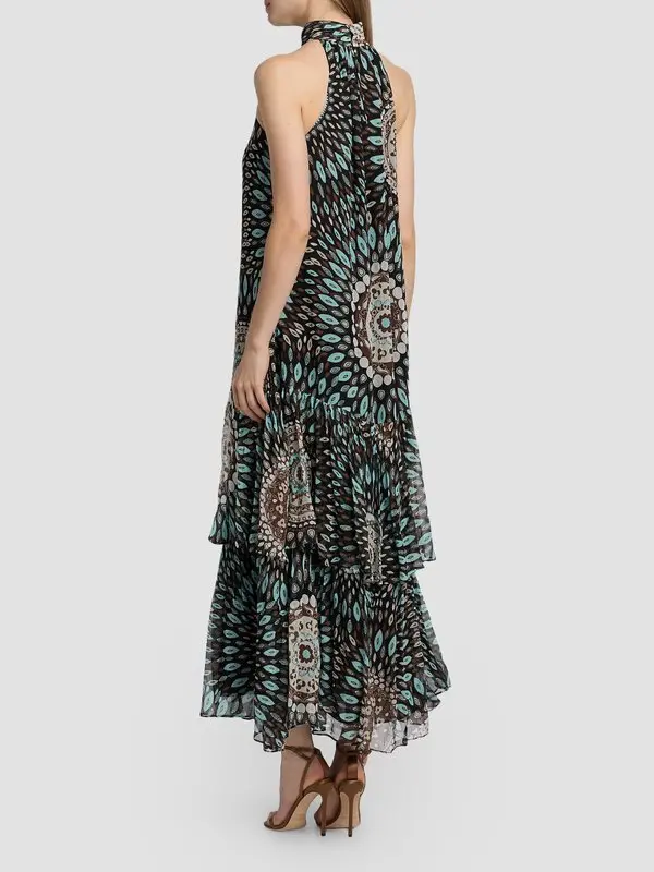 Ramy Brook River Mandala Silk Tiered Maxi Dress