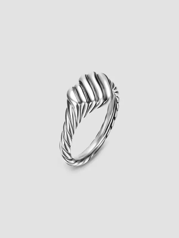 David Yurman Sculpted Cable Heart Pinky Ring In Sterling 9mm
