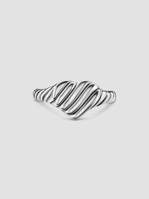 David Yurman Sculpted Cable Heart Pinky Ring In Sterling 9mm