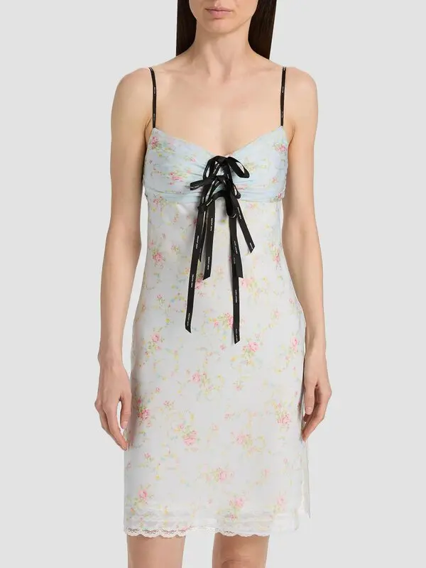 Marc Jacobs Blurred Floral Slip Dress - Blue Mist Multi