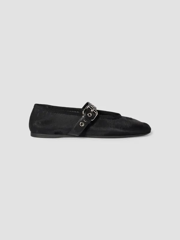 Miu Miu Mesh Fabric Ballerinas - Black