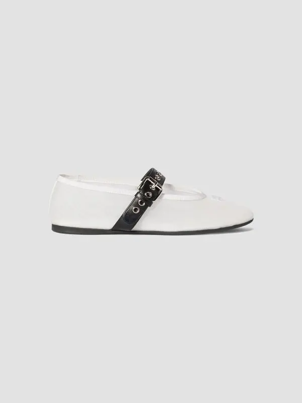 Miu Miu Mesh Fabric Ballerinas - White