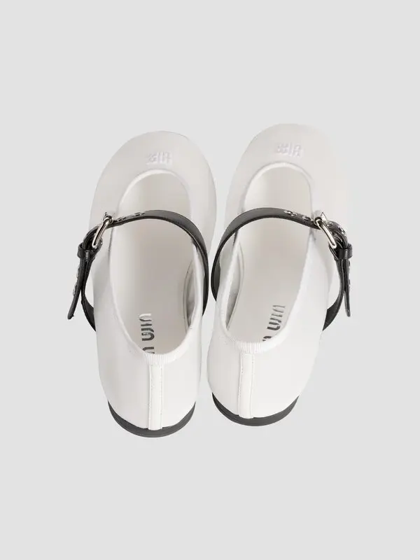Miu Miu Mesh Fabric Ballerinas - White