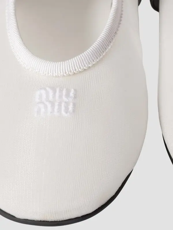Miu Miu Mesh Fabric Ballerinas - White