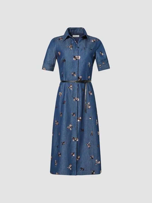 Altuzarra Kieran Embellished Denim Midi-shirtdress