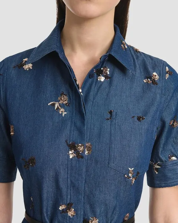 Altuzarra Kieran Embellished Denim Midi-shirtdress