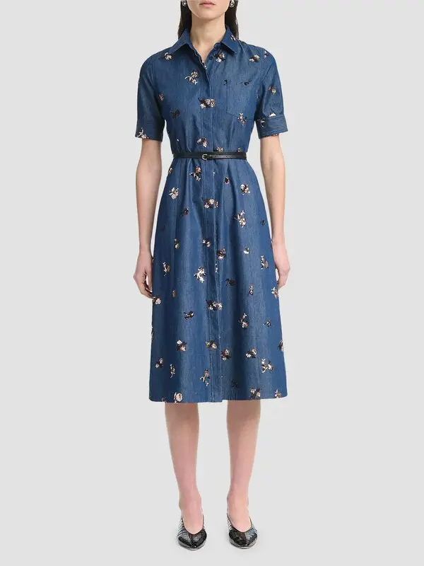 Altuzarra Kieran Embellished Denim Midi-shirtdress