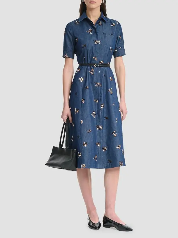 Altuzarra Kieran Embellished Denim Midi-shirtdress