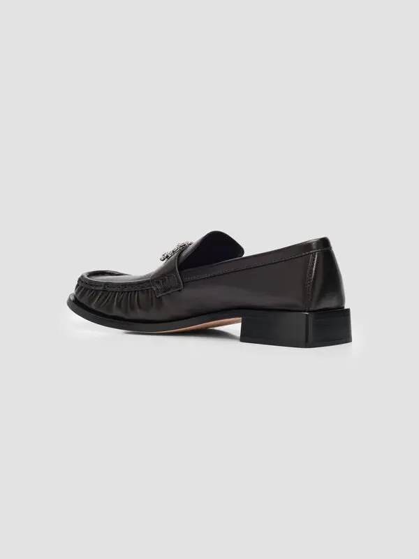 ROGER VIVIER Embellished Buckle 25mm Leather Loafers