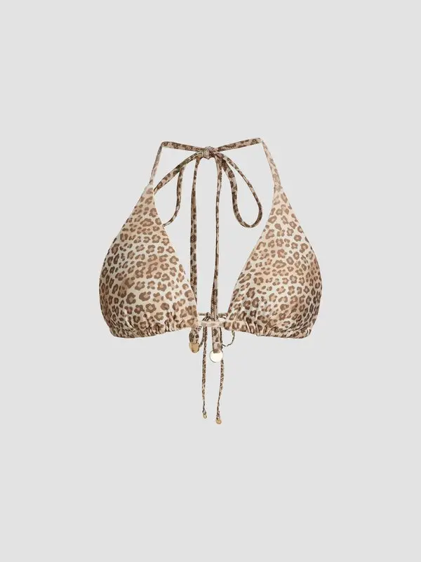 Ramy Brook Nikoleta Leopard Print Triangle Bikini Top