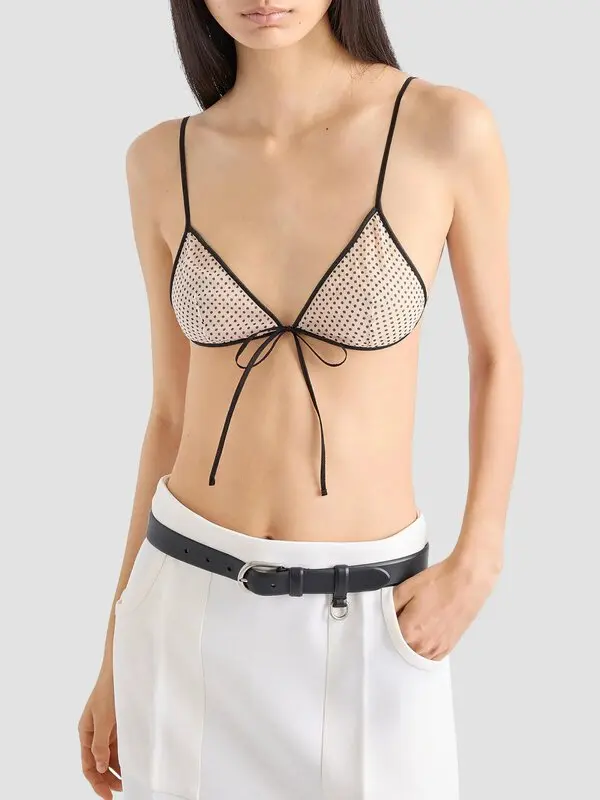 Prada Polka-dot Silk Chiffon Bra Top