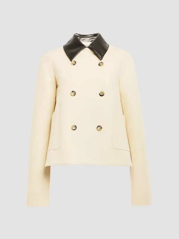 Altuzarra Harburg Faux-leather-trimmed Cotton Double-breasted Jacket - Opal