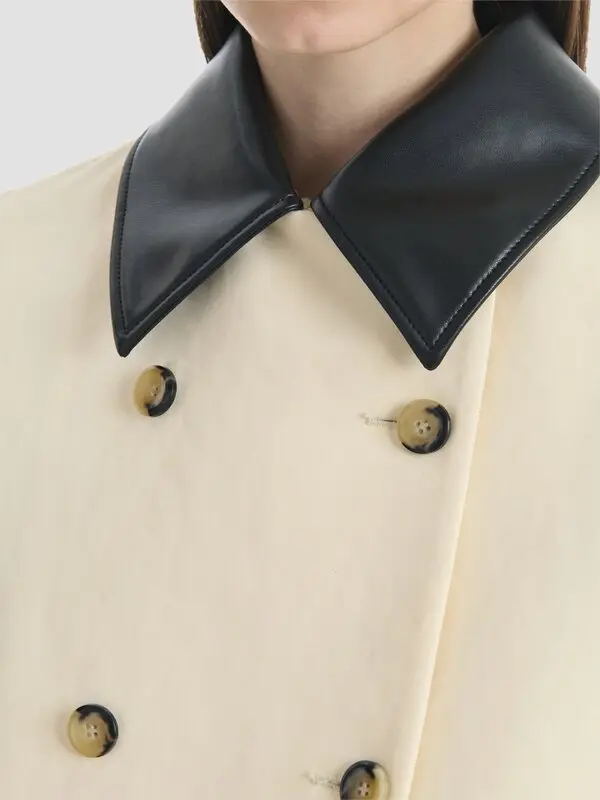 Altuzarra Harburg Faux-leather-trimmed Cotton Double-breasted Jacket - Opal